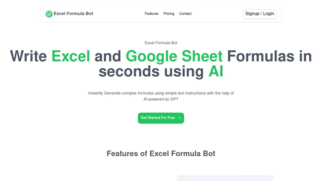 Excel Formul Bot - BestofAI Excel Formul Bot - BestofAI